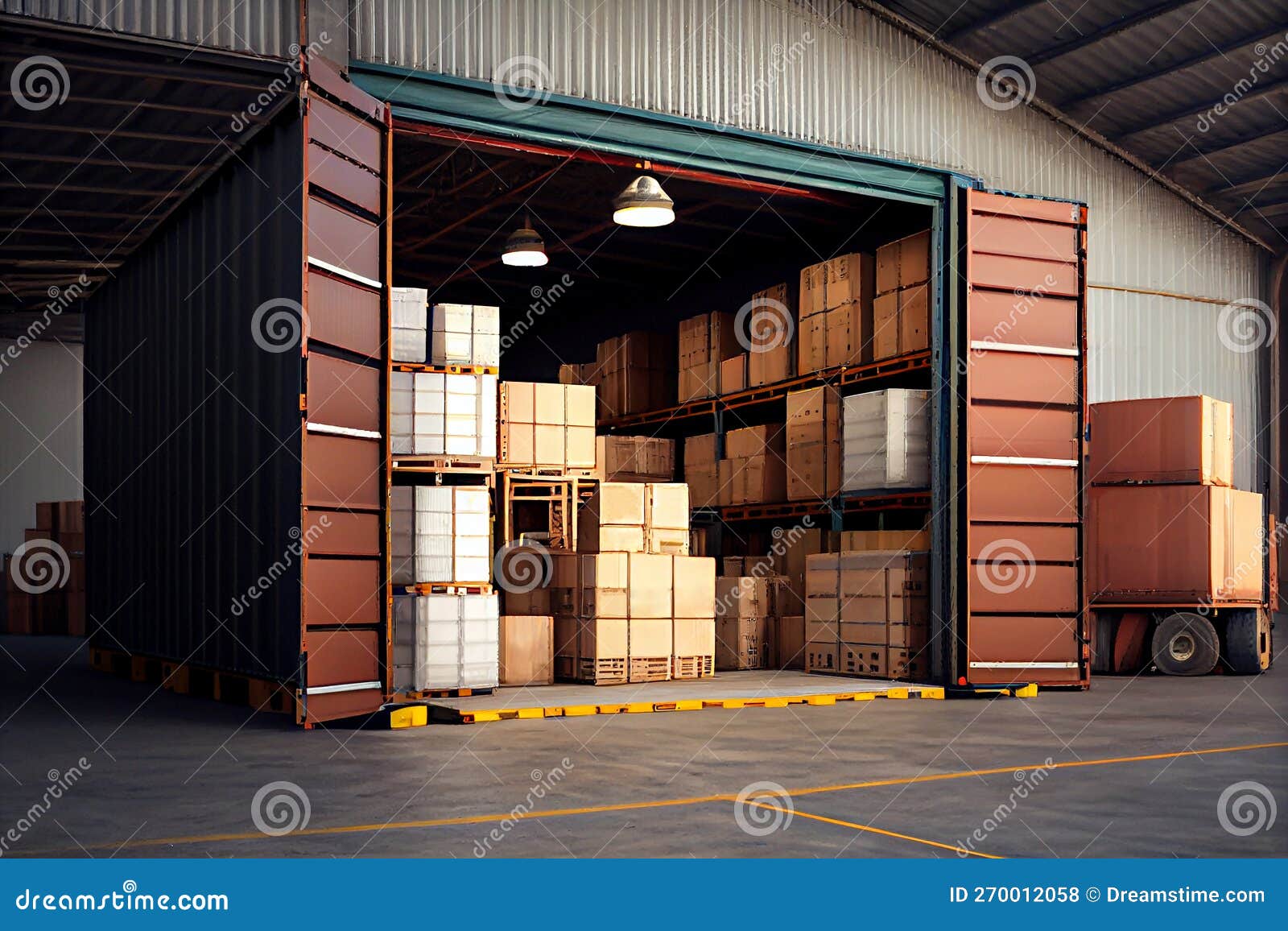 Storage Room with Boxes Illustration Generative AI Stock Photo - Image ...