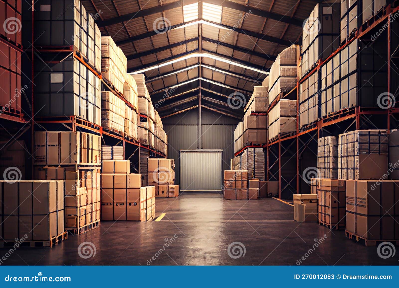 Storage Room with Boxes Illustration Generative AI Stock Image - Image ...