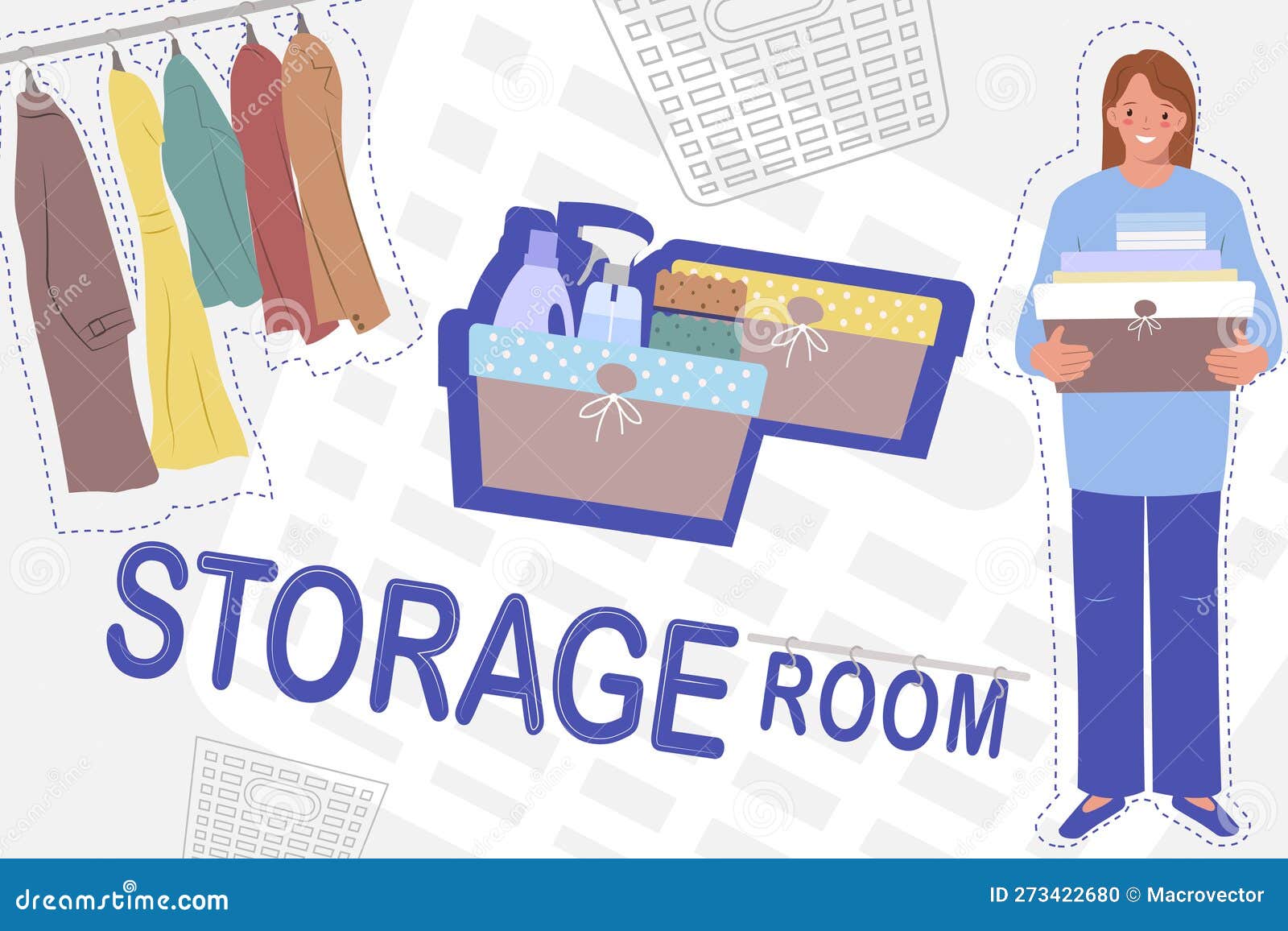 Storage Room Collage stock vector. Illustration of title - 273422680