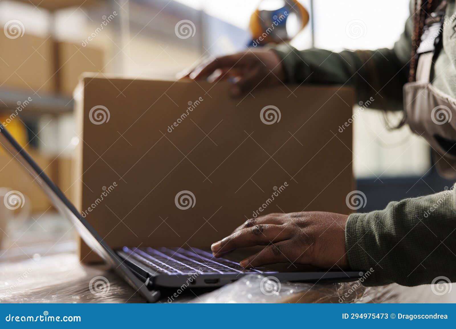 Storage Room Employee Checking Merchandise Checklist Stock Image ...