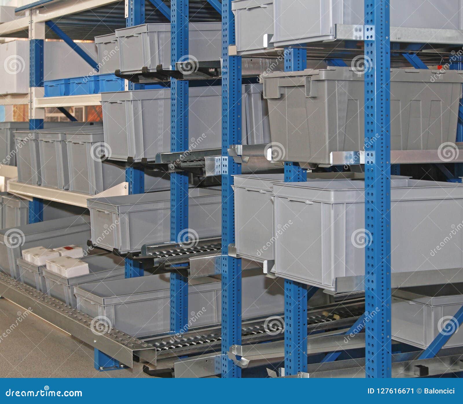 Storage Room Boxes stock image. Image of shelf, tray - 127616671