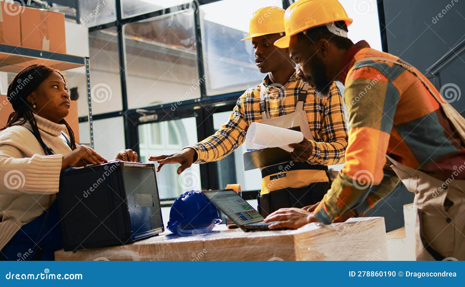 Storage Room Workers Checking Products on Racks Stock Photo - Image of ...