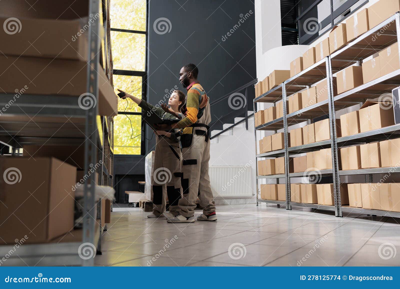 Storage Room Workers Scanning Packages Barcode Stock Photo - Image of ...