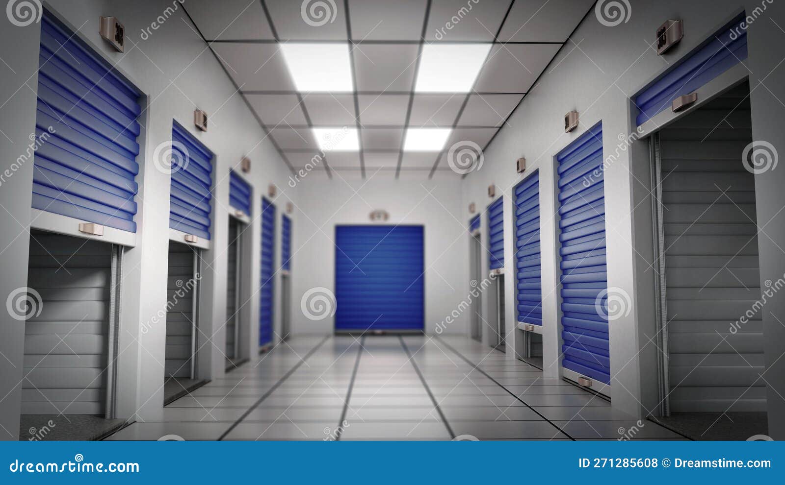 Storage Rooms with Open, Closed and Half Open Doors. 3D Illustration ...