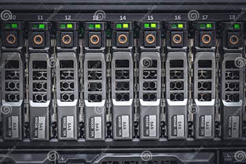 Storage Server with Many HDD Disks Inside Rack in Server Room Stock ...