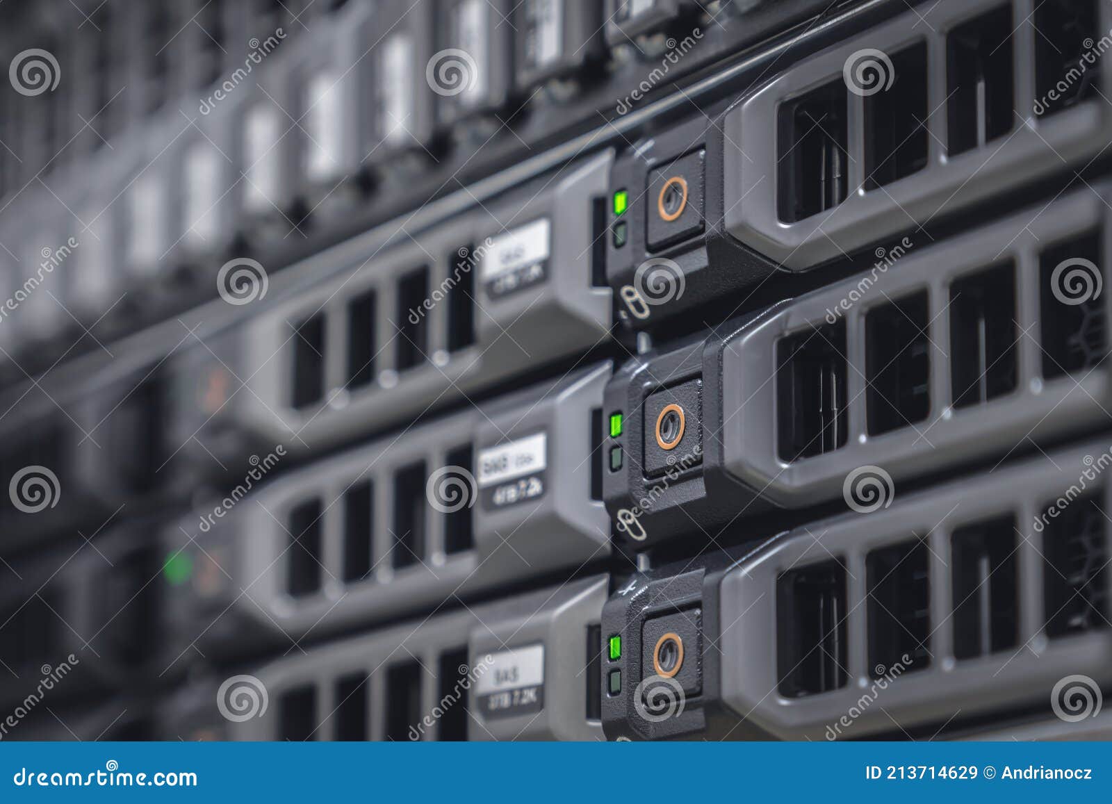 Storage Server with Many HDD Disks Inside Rack in Server Room Stock ...