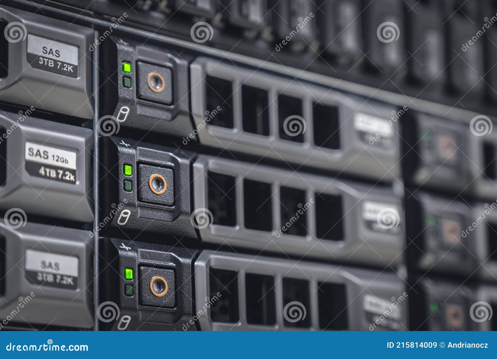 Storage Server with Many HDD Disks Inside Rack in Server Room Stock ...