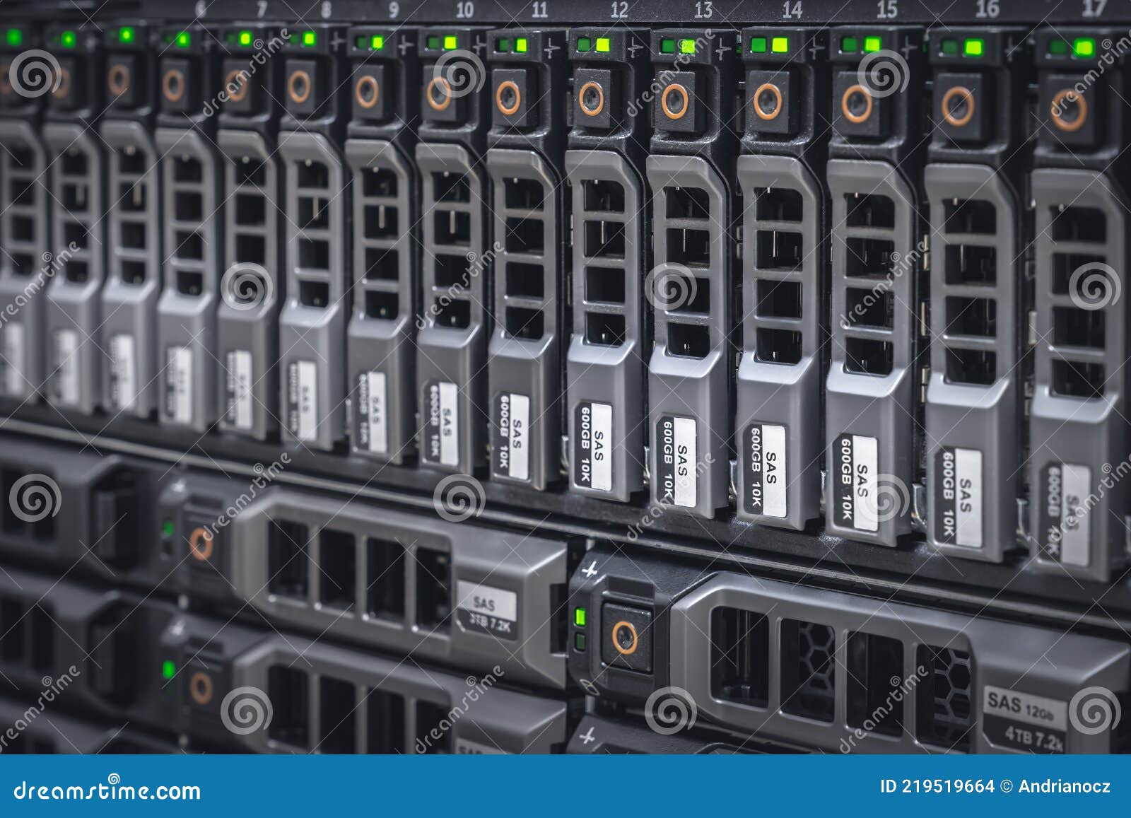 Storage Server with Many HDD Disks Inside Rack in Server Room Stock ...