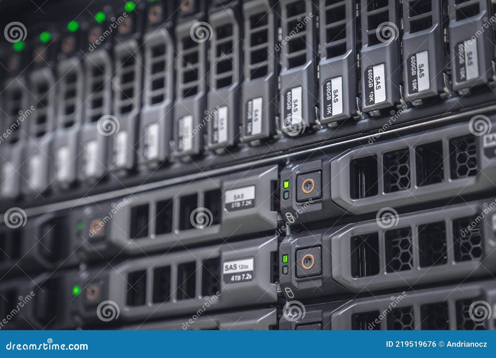 Storage Server with Many HDD Disks Inside Rack in Server Room Stock ...