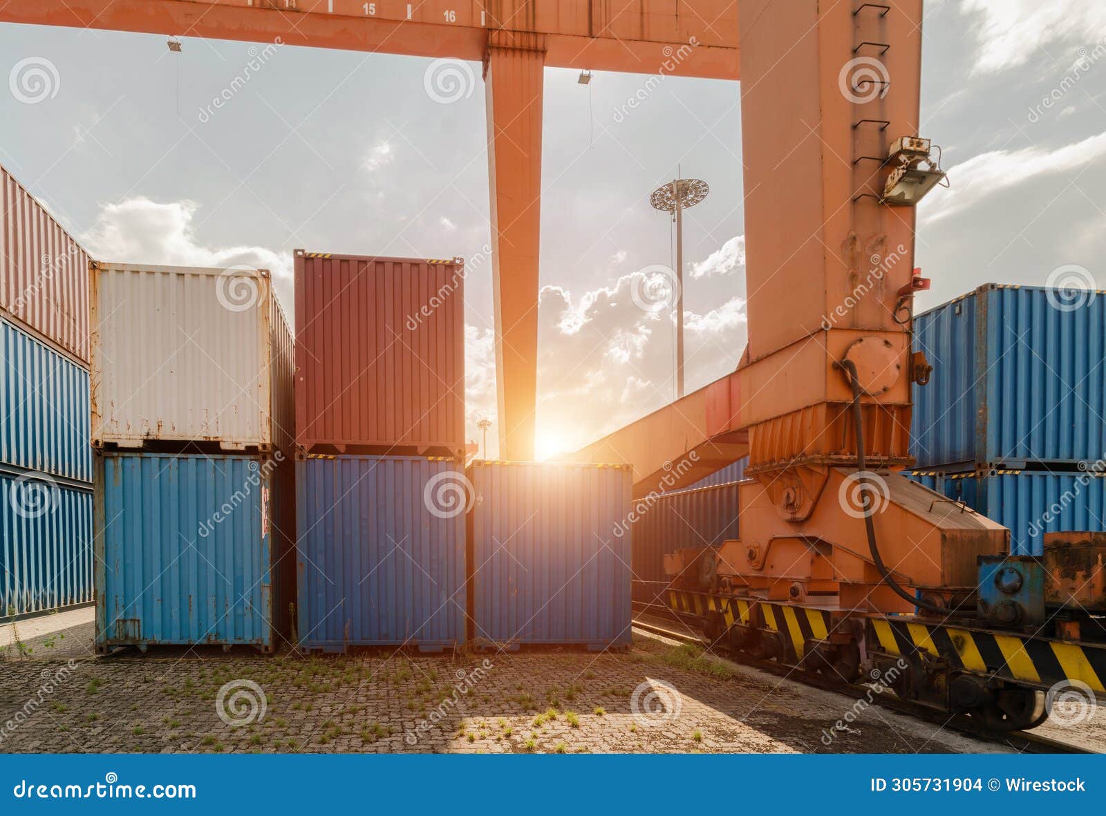 Storage of Shipping Containers at the Dock Stock Photo - Image of cargo ...