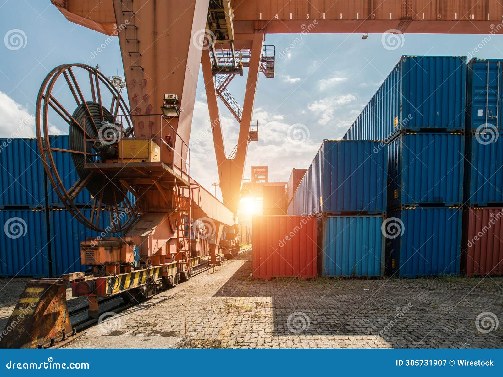 Storage of Shipping Containers at the Dock Stock Image - Image of ...