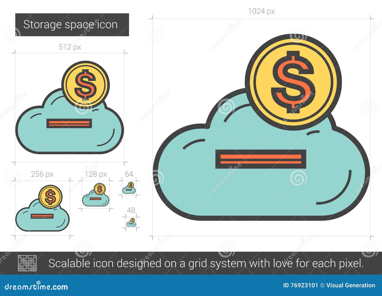Storage space line icon. stock vector. Illustration of download - 76923101
