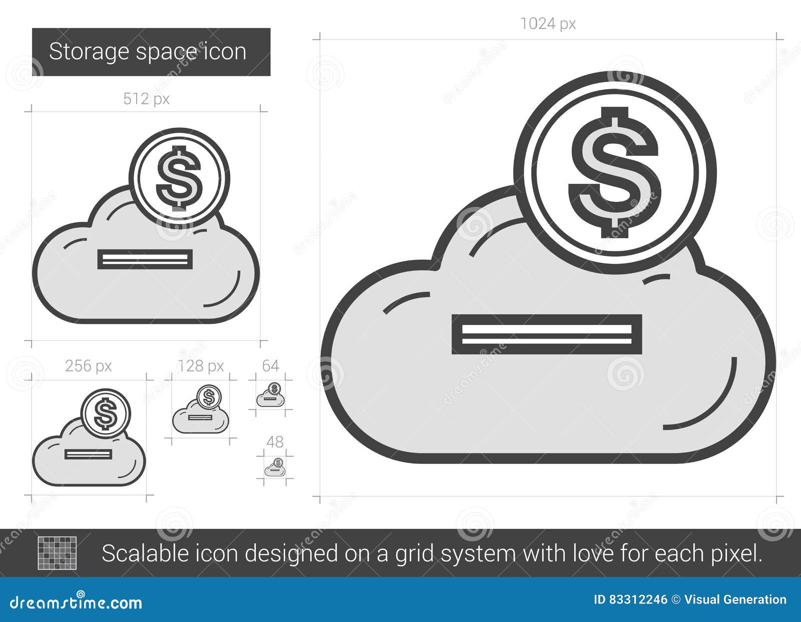 Storage space line icon. stock vector. Illustration of outline - 83312246