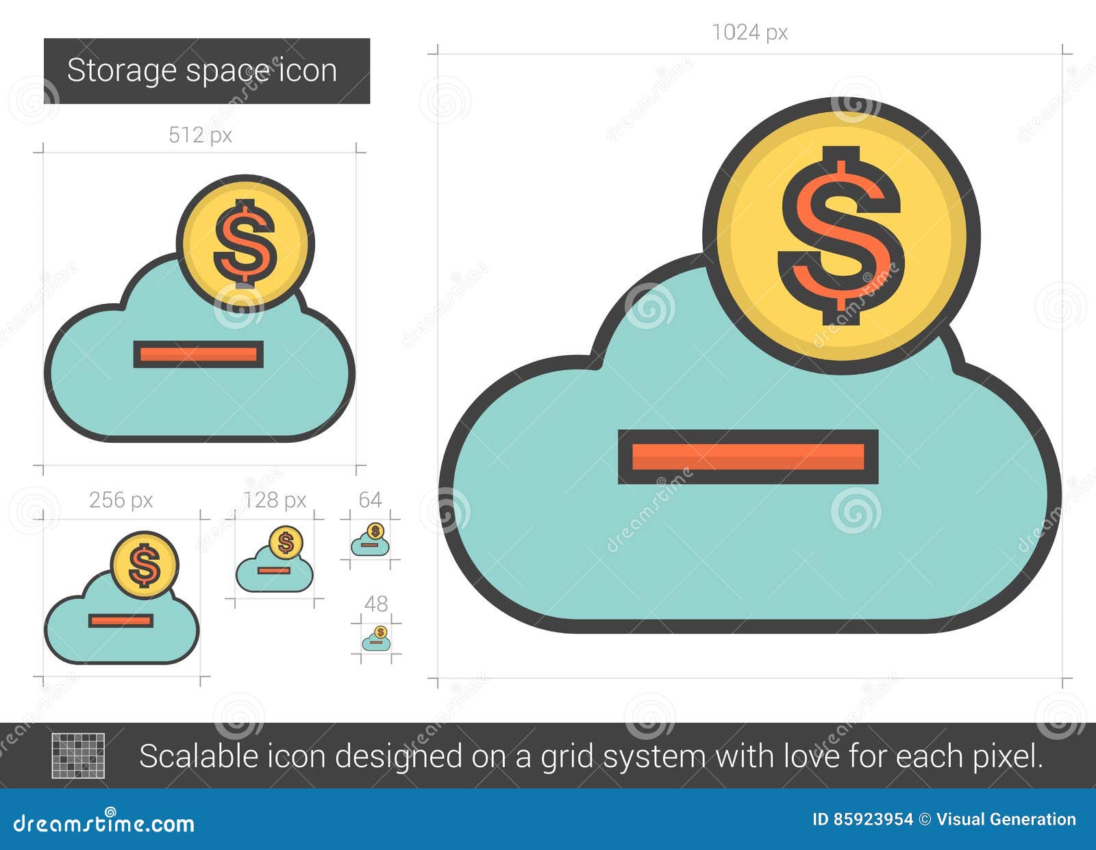 Storage space line icon. stock vector. Illustration of application ...