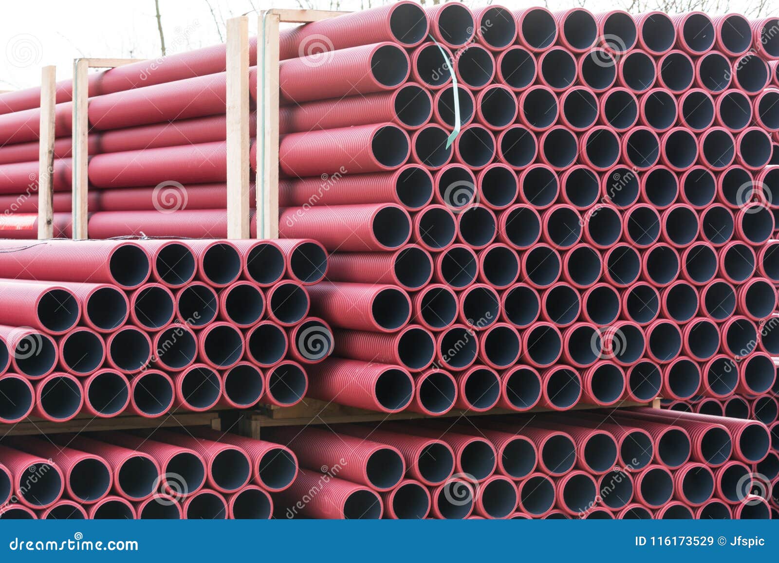 Storage of Stacked Plastic Pipes Stock Image - Image of installation ...