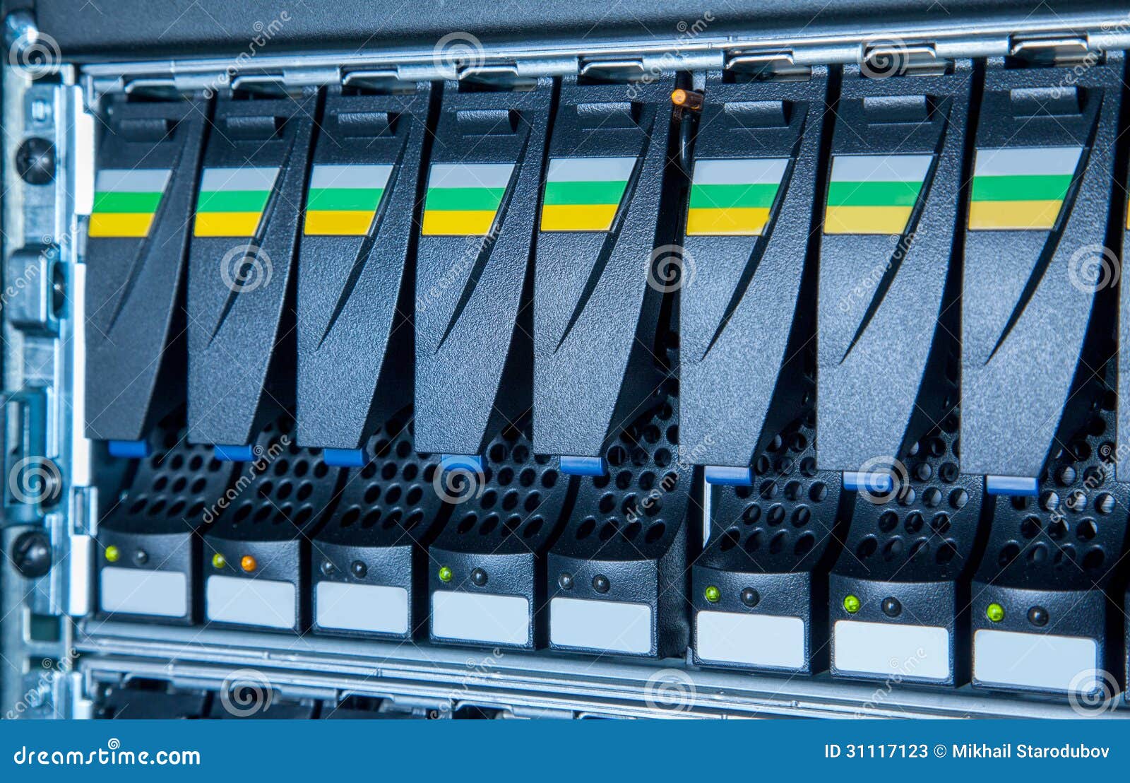 Storage System in the Data Center Stock Image - Image of black ...