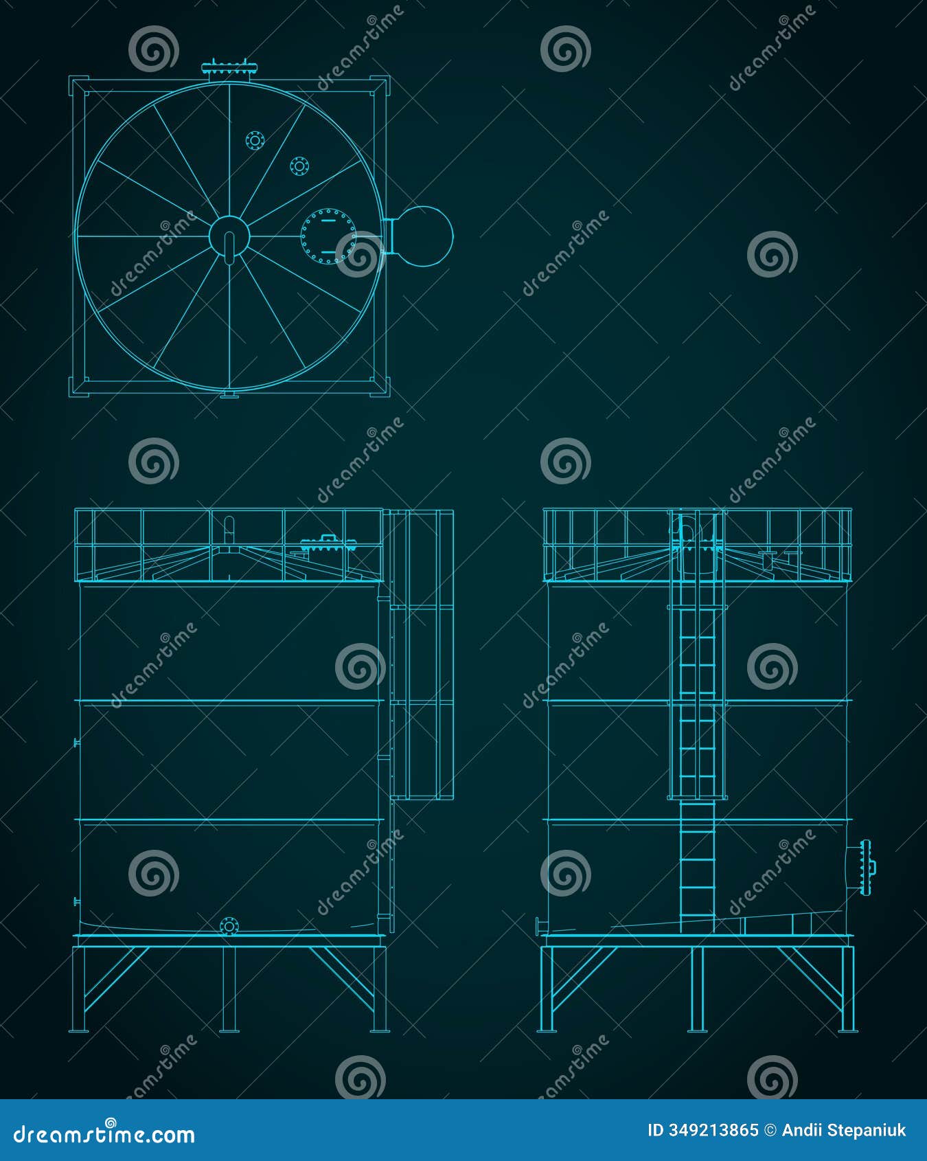 Storage tank blueprints stock vector. Illustration of tanks - 349213865
