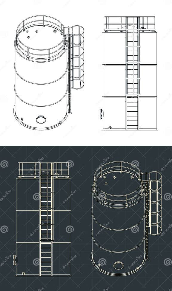 Storage tank drawings stock vector. Illustration of chemical - 256755892