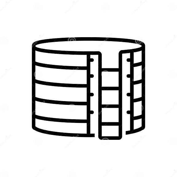 Black Line Icon for Storage Tank, Liquid and Container Stock Vector ...