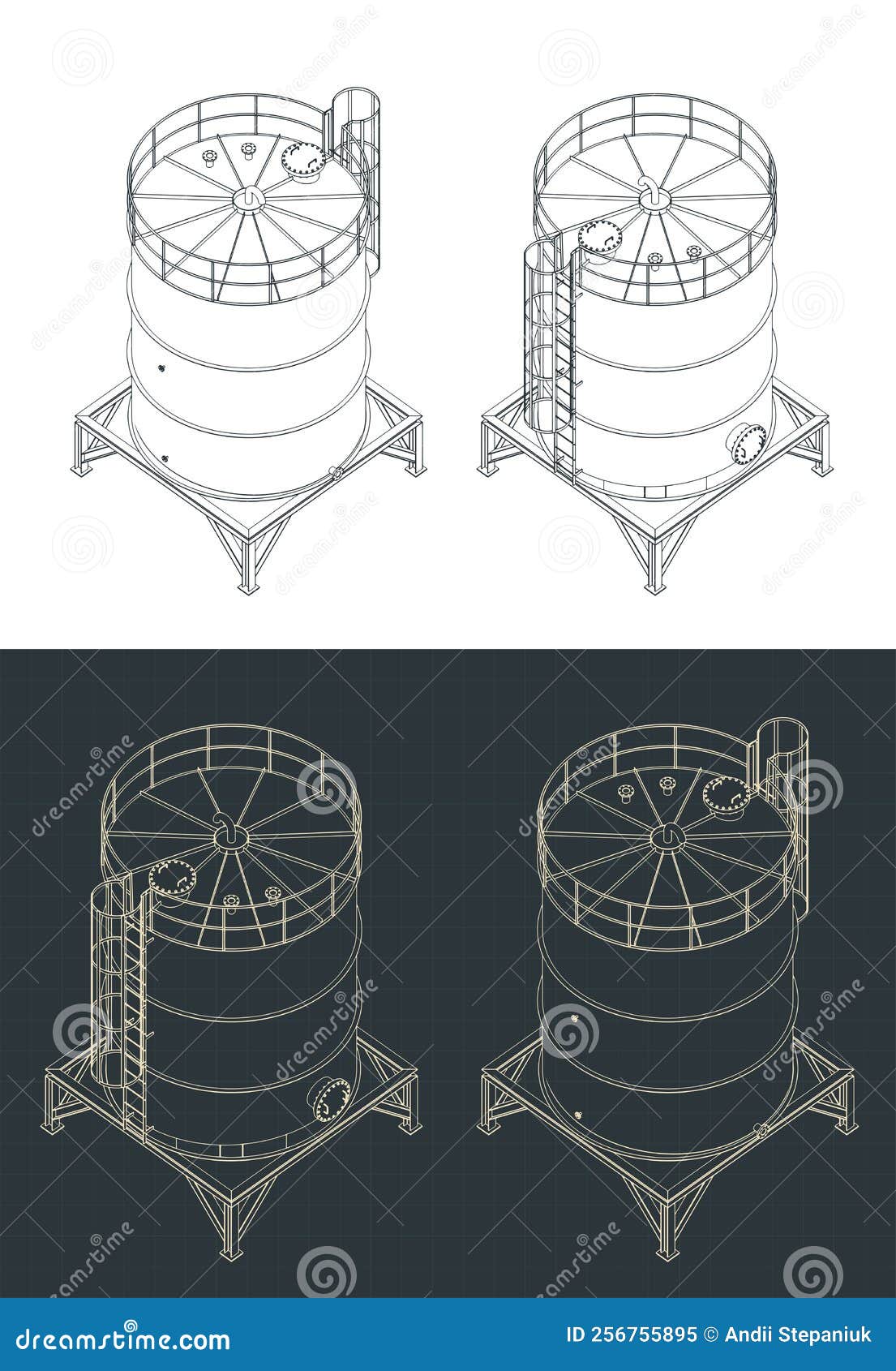 Storage Tank Isometric Blueprints Stock Vector - Illustration of ...