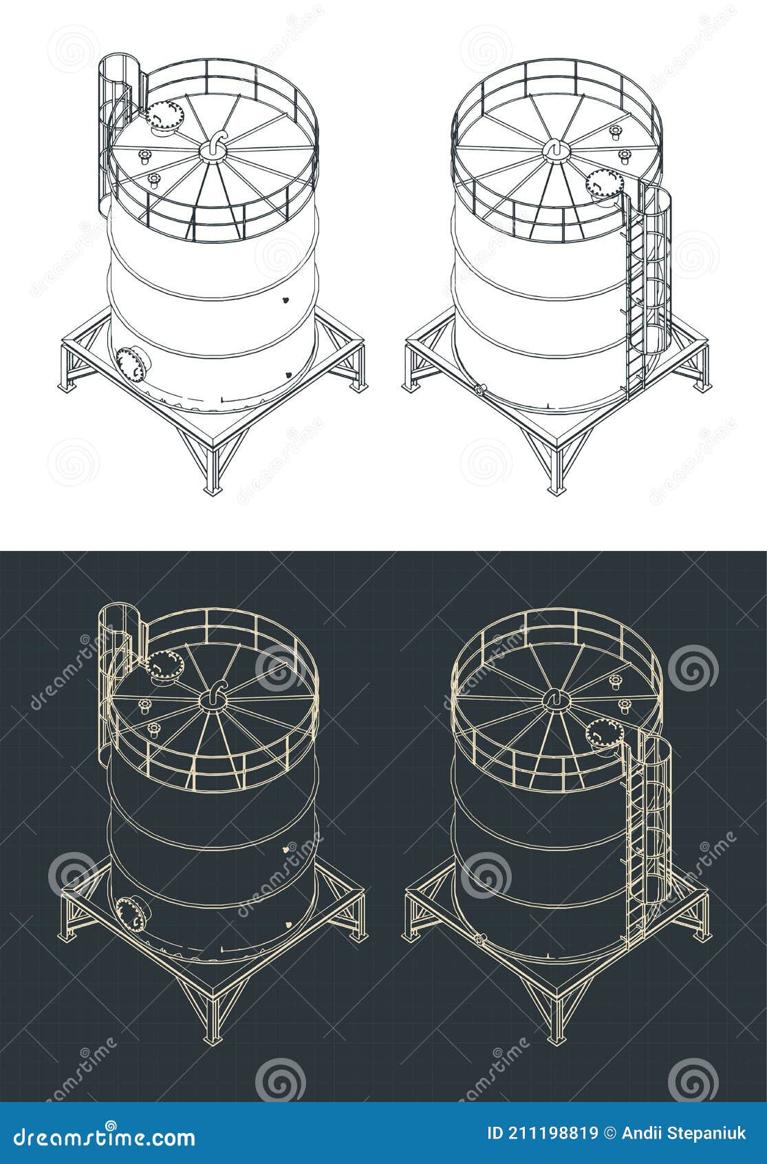 Storage Tank Isometric Drawings Cartoon Vector | CartoonDealer.com ...