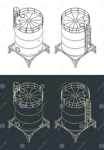 Storage Tank Isometric Drawings Stock Vector - Illustration of energy ...