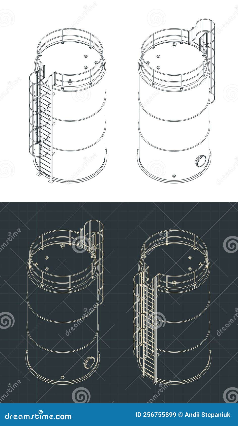 Storage Tank Isometric Drawings Stock Vector - Illustration of business ...