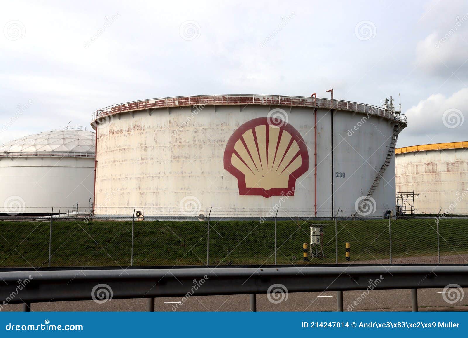 Storage Tank with Shell Logo on the Refinery of Shell at Pernis ...