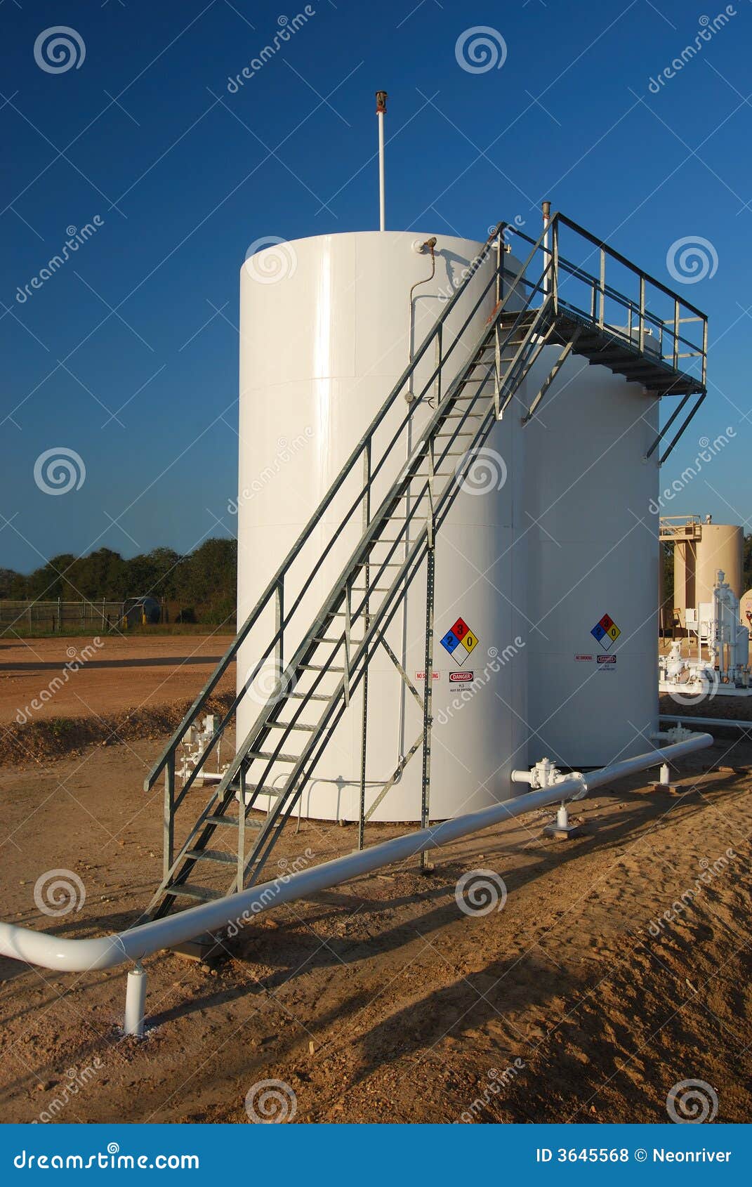 Storage Tanks with CatWalk stock photo. Image of natural - 3645568