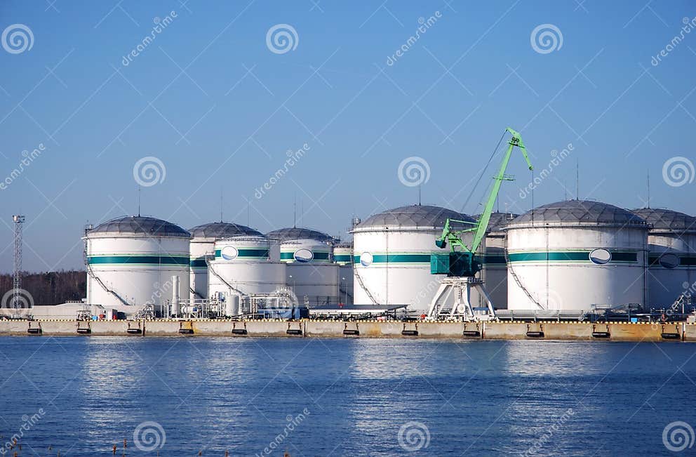 Storage Tanks in the Harbour 2 Stock Image - Image of petroleum ...