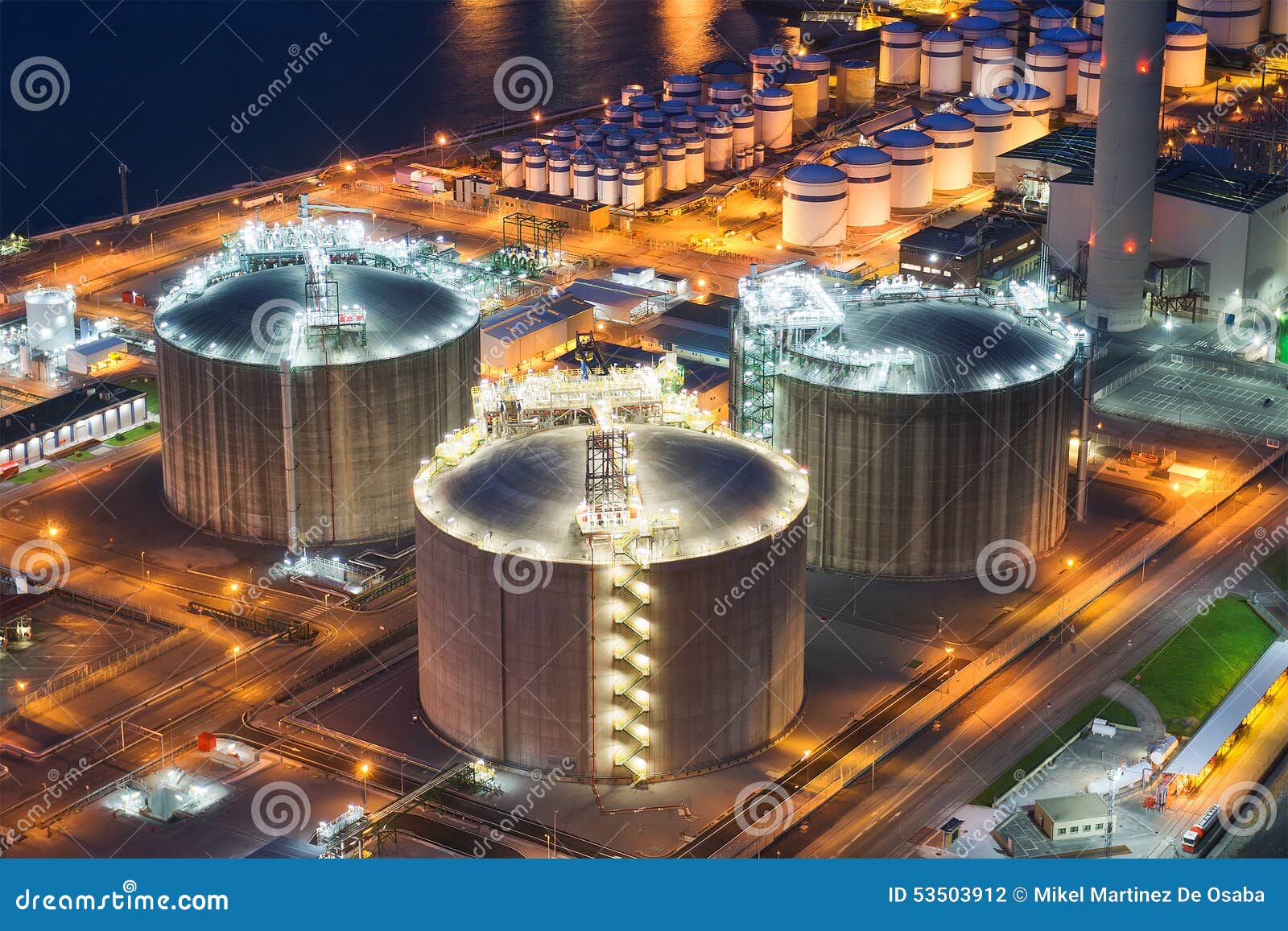 Storage tanks at night stock photo. Image of tanks, storage - 53503912