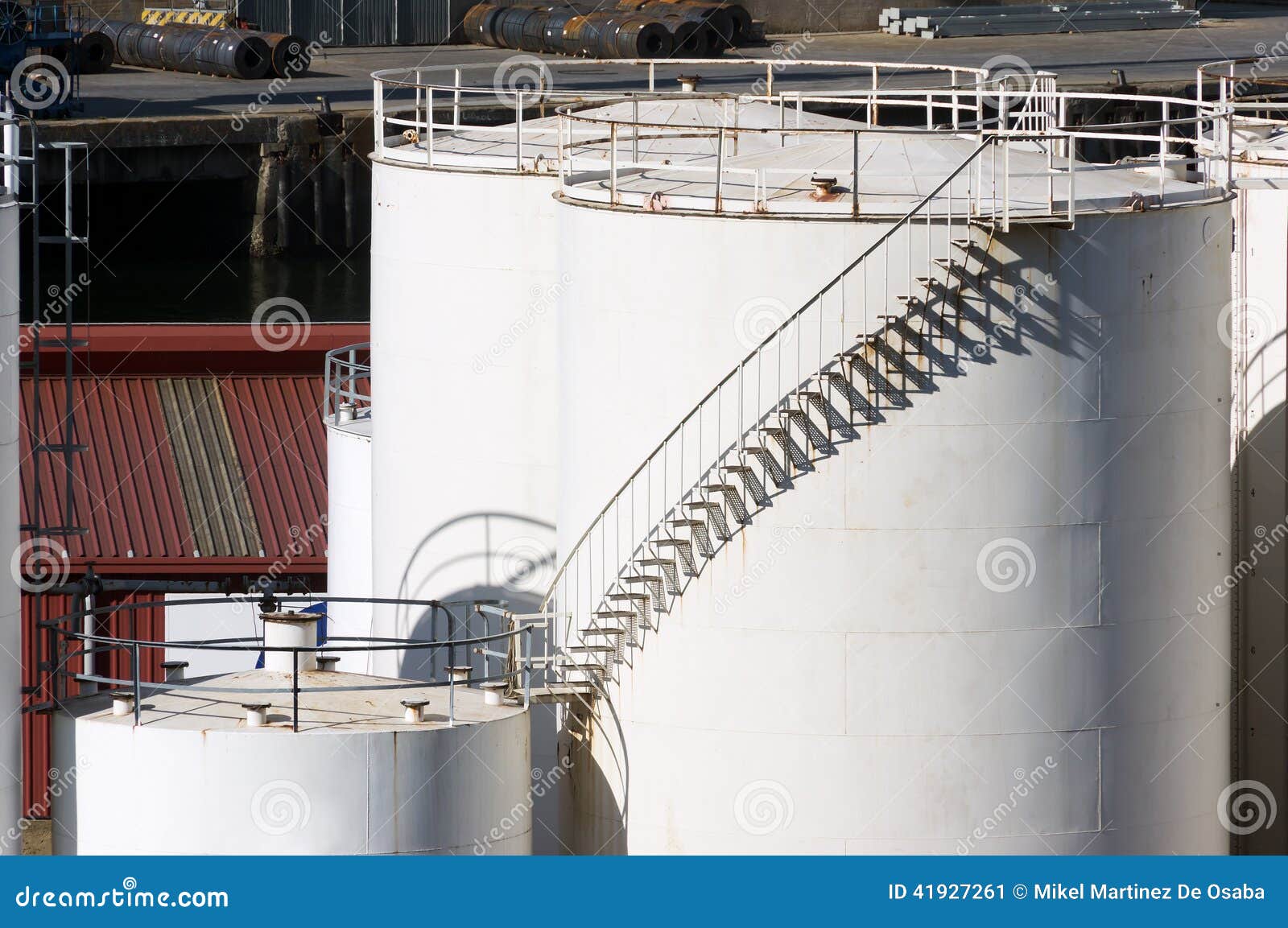 Storage tanks with stairs stock image. Image of flammable - 41927261