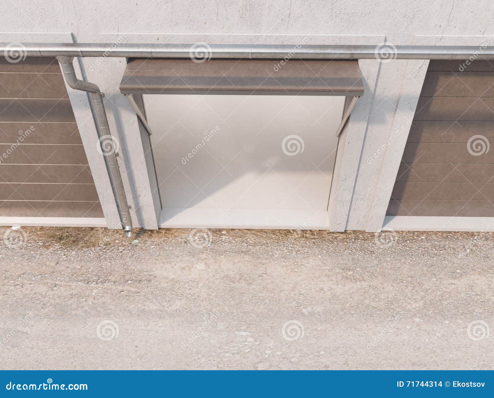 Storage Unit with Opened Brown Door. 3d Rendering Stock Illustration ...