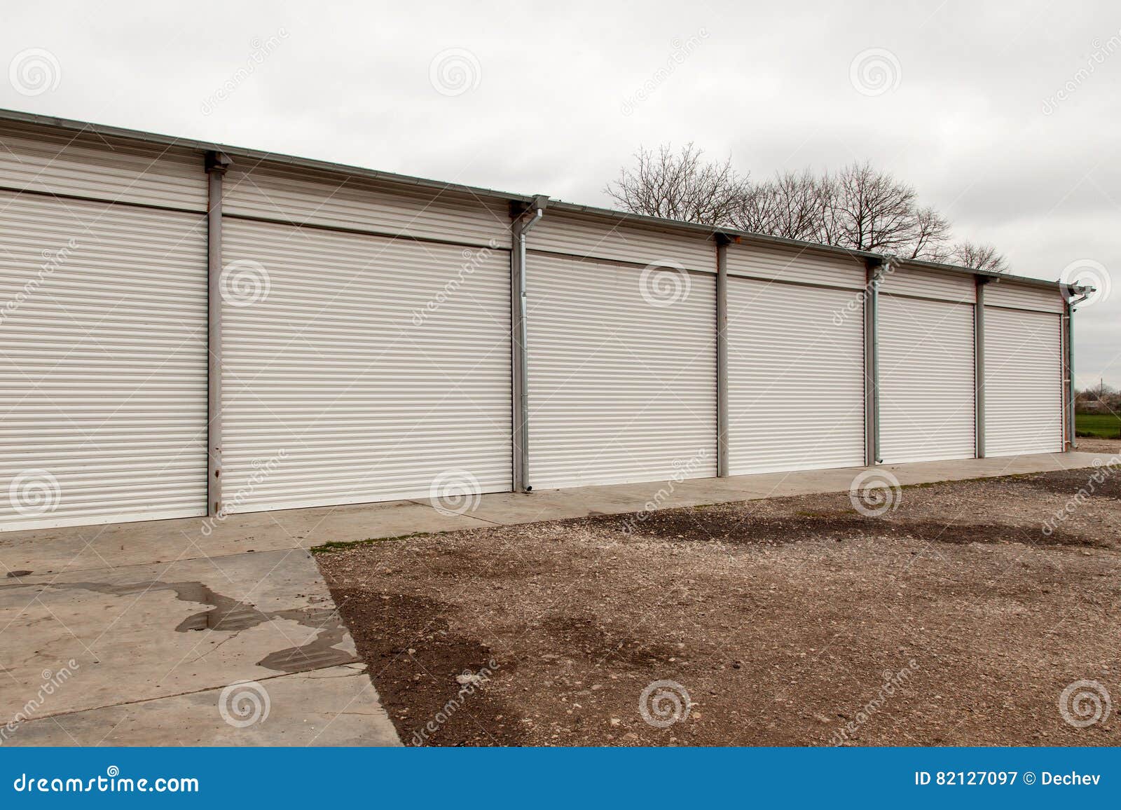 Storage Units with Roller Shutter Doors in Industrial Area Stock Image ...
