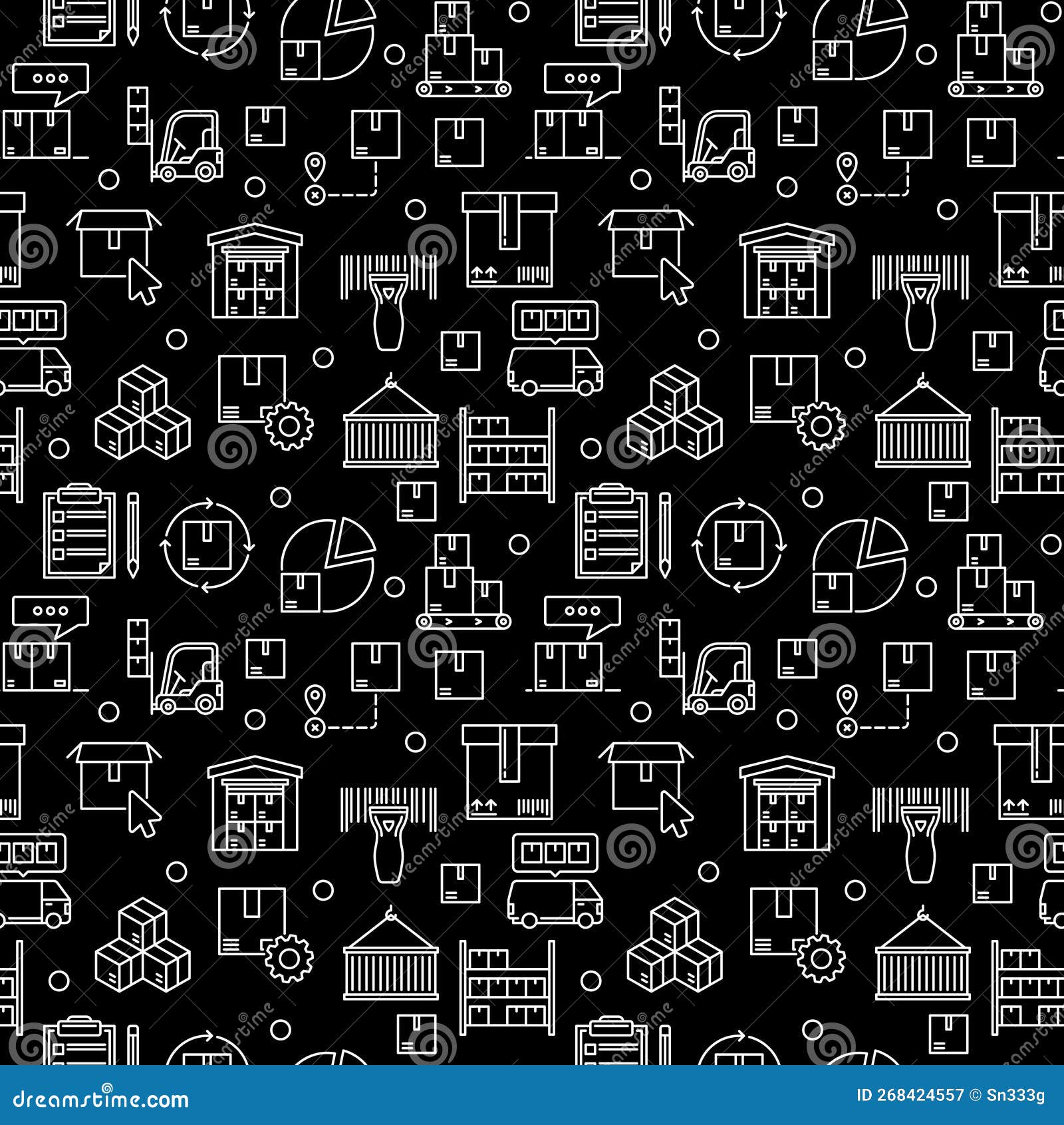 Storage Vector Seamless Dark Background. Logistics Concept Line Pattern ...