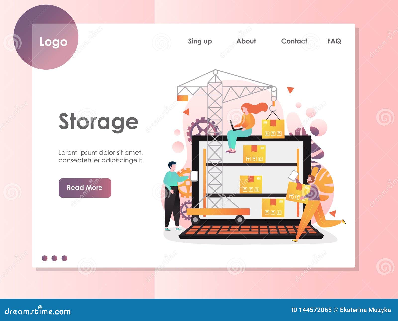 Storage Vector Website Landing Page Design Template Stock Vector ...
