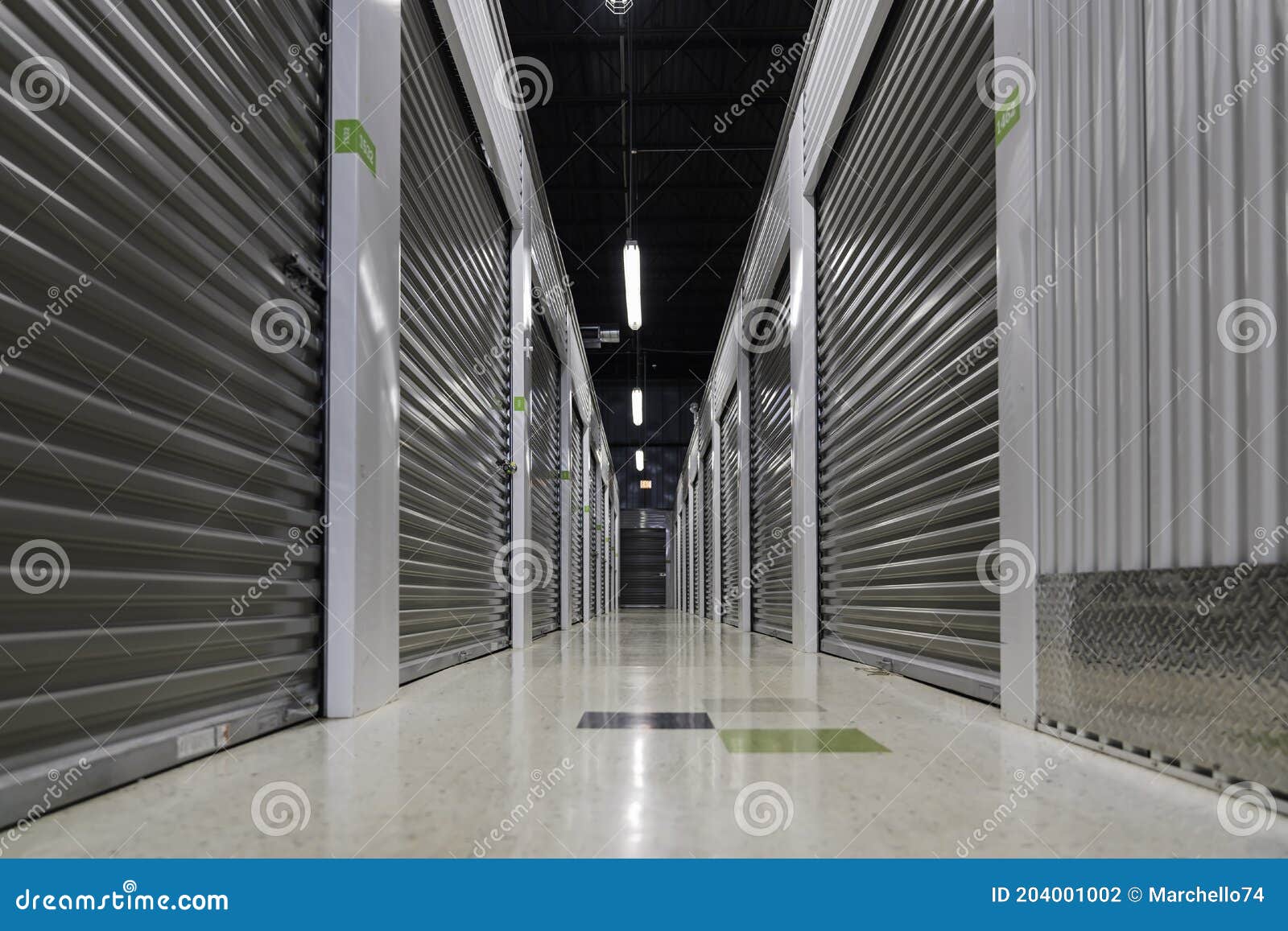 Storage Warehouse Interior. Metal Garage Doors with Locsks Stock Photo ...