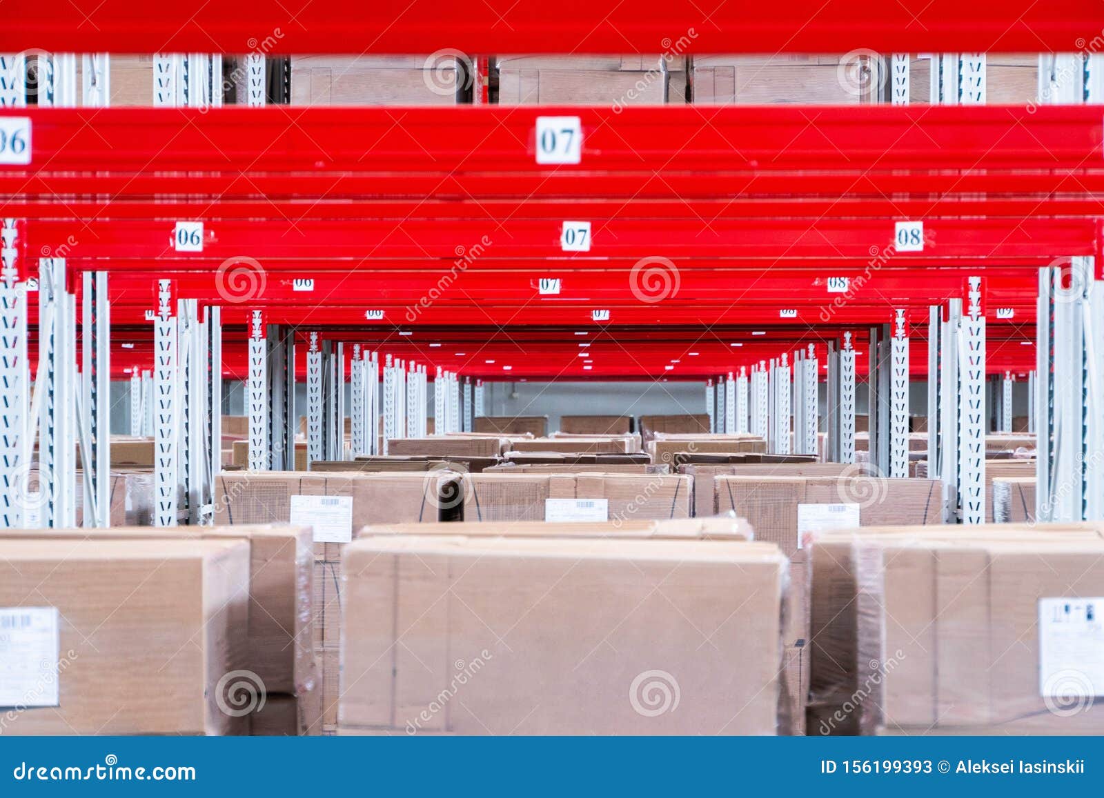 Storage Warehouse and Racks on Which There are Cardboard Boxes with ...