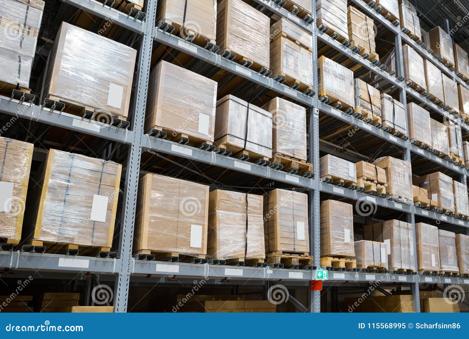 Storage Warehouse. Shelves with Boxes Stock Image - Image of room ...