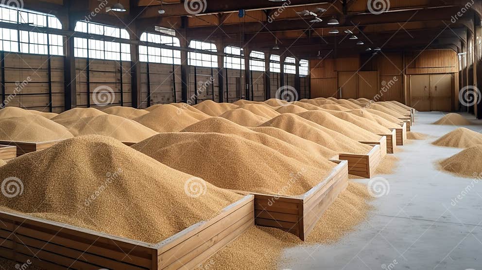 Storage of Wheat and Grain, Inside View. Stock Illustration ...