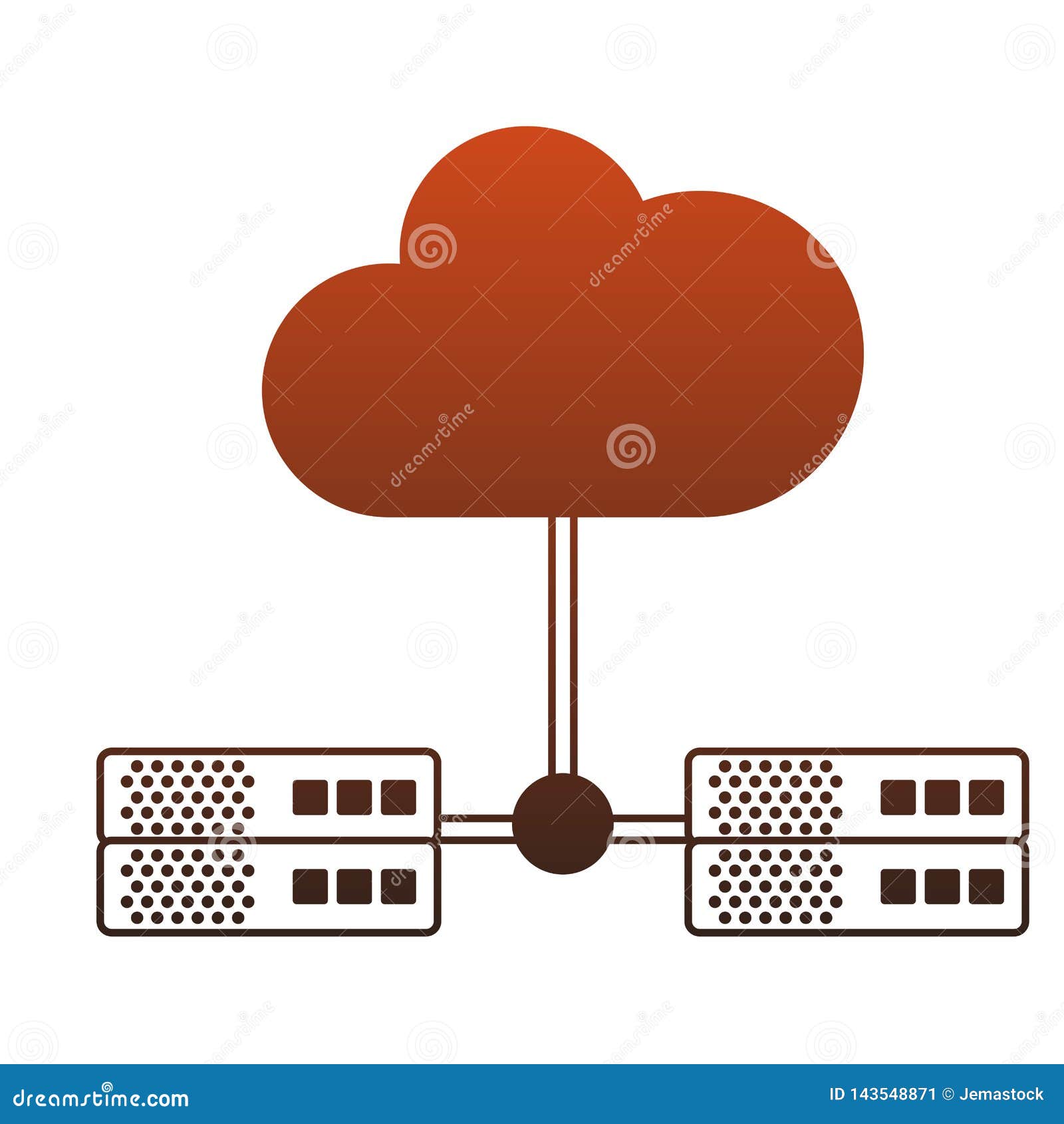 Storages and Cloud Computing Red Lines Stock Vector - Illustration of ...