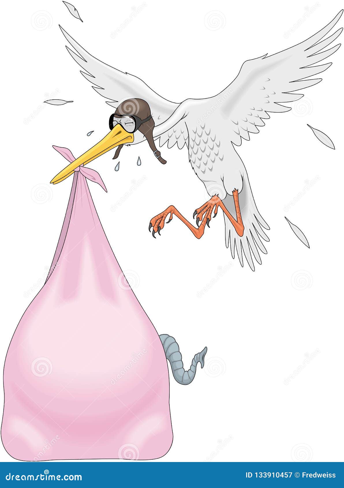 Storch, Der Baby-Elefant-Karikatur-Illustration Liefert Vektor ... Storch, Der Baby-Elefant-Karikatur-Illustration Liefert Vektor ...