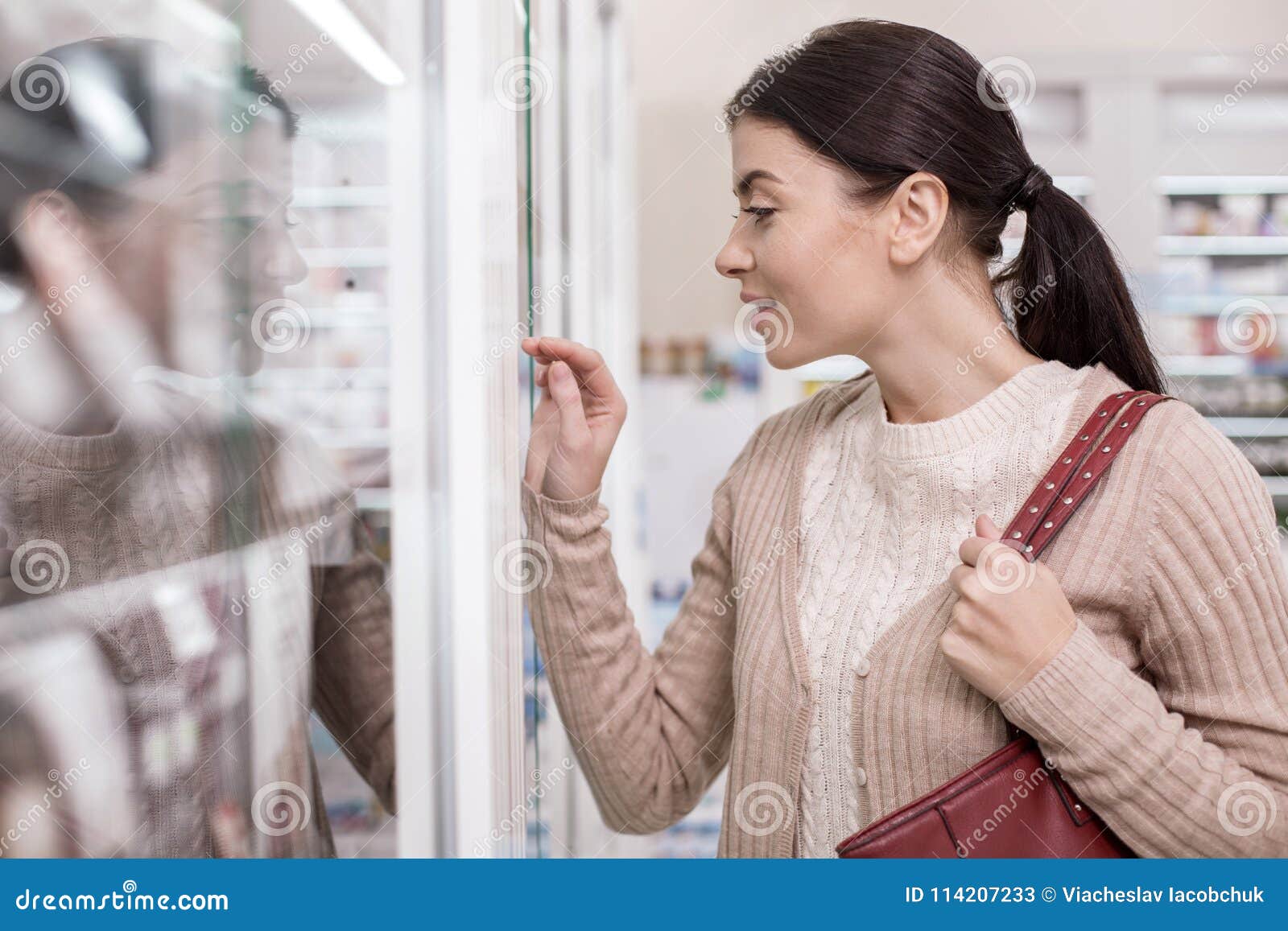 Positive Female Client Picking Up Production Stock Image Image Of Head Facial 114207233