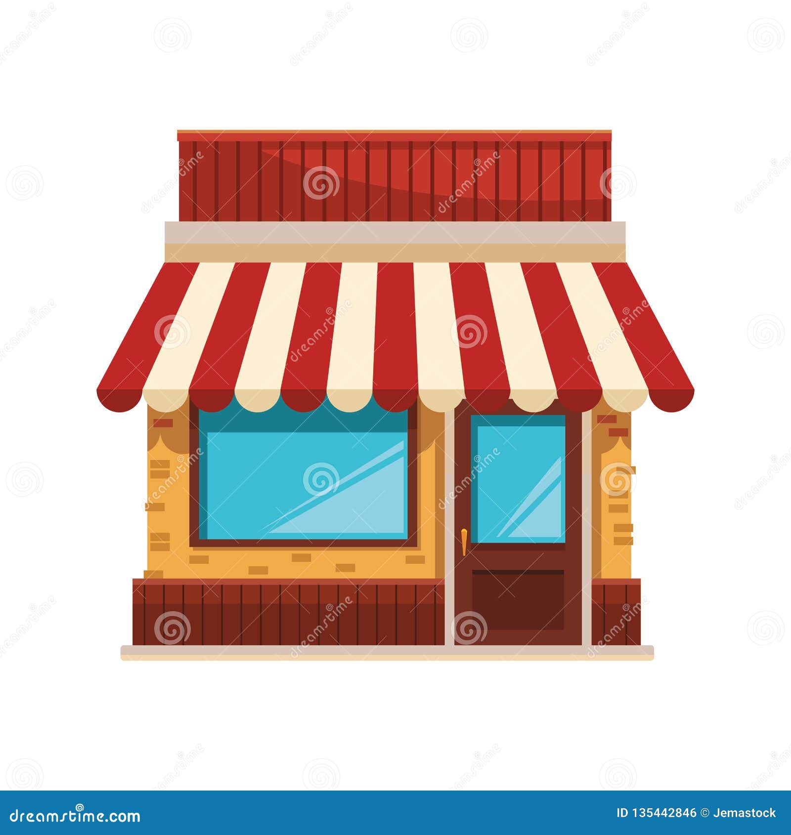 Store building cartoon stock vector. Illustration of facade - 135442846