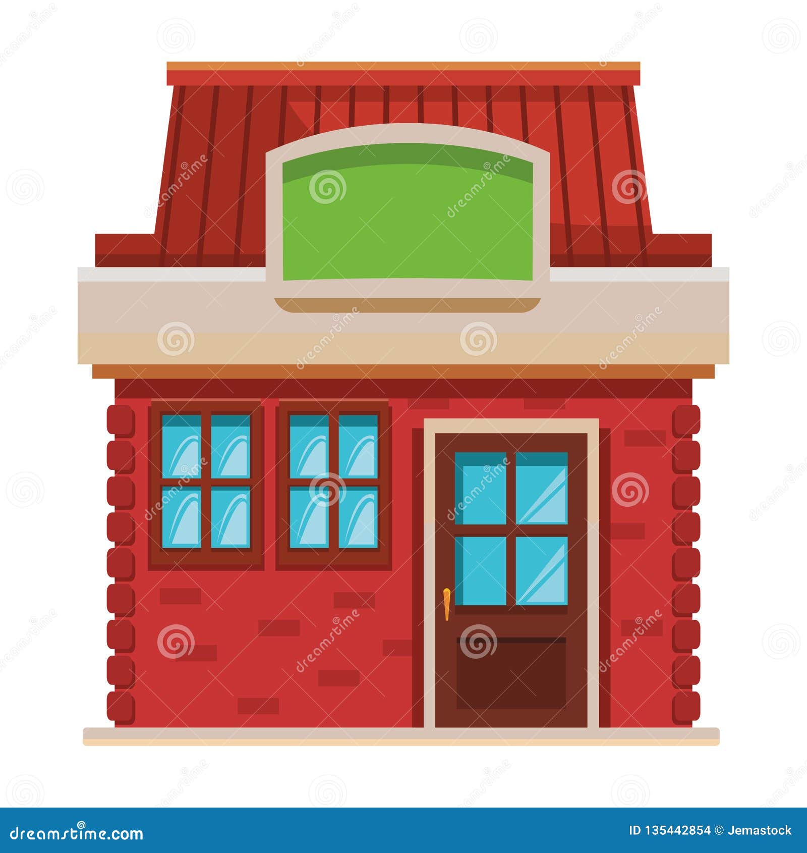 Store building cartoon stock vector. Illustration of facade - 135442854