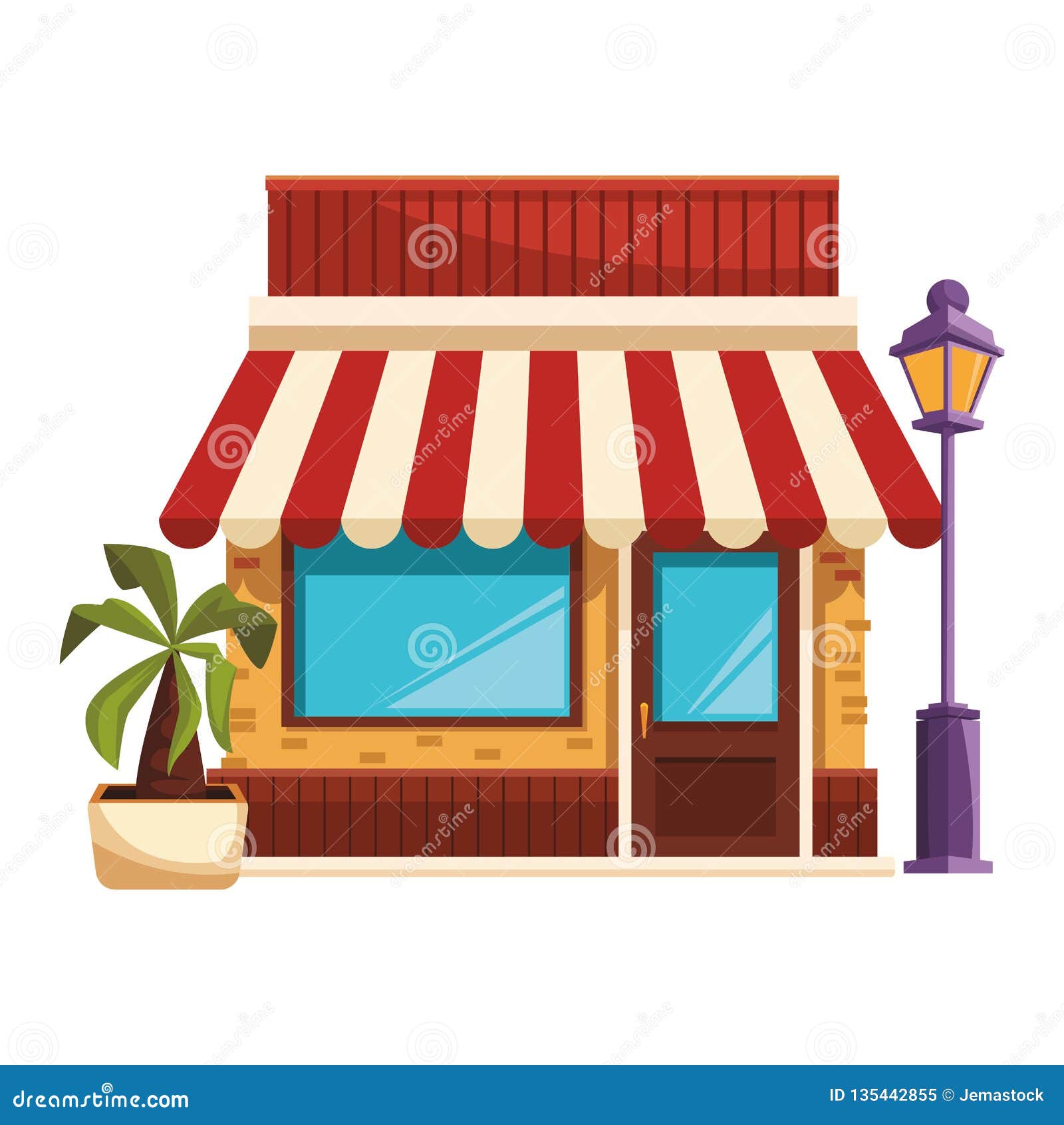 Store building cartoon stock vector. Illustration of shop - 135442855