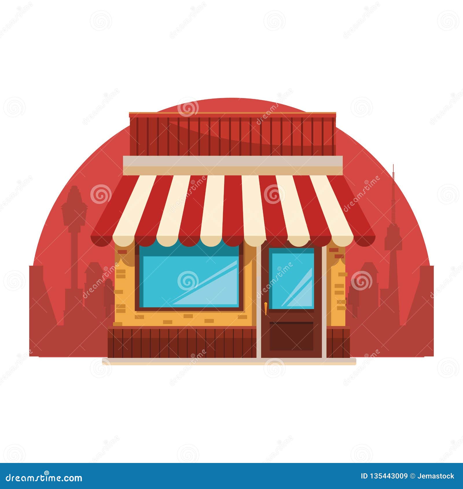 Store building cartoon stock vector. Illustration of sale - 135443009