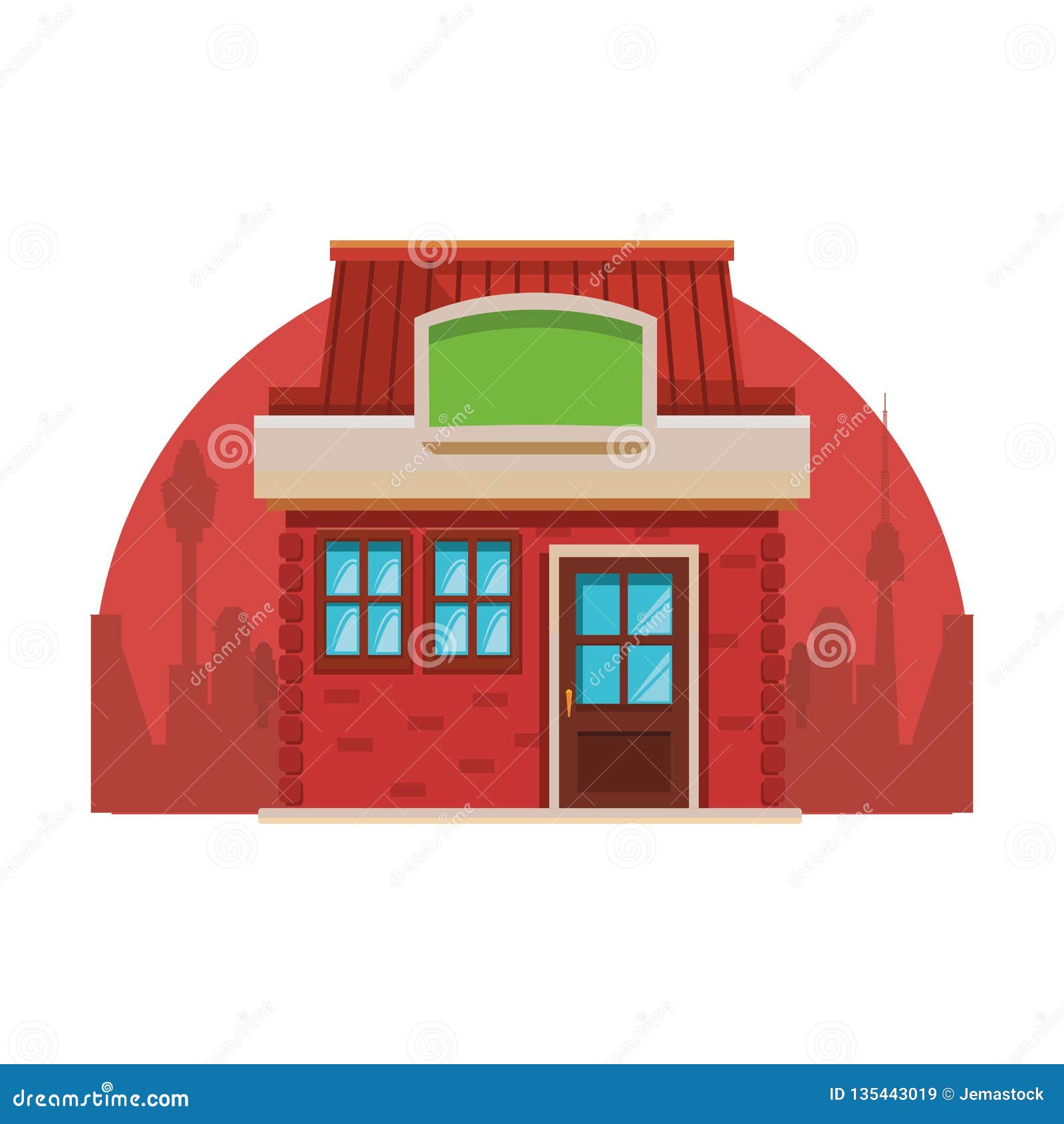 Store building cartoon stock vector. Illustration of sale - 135443019