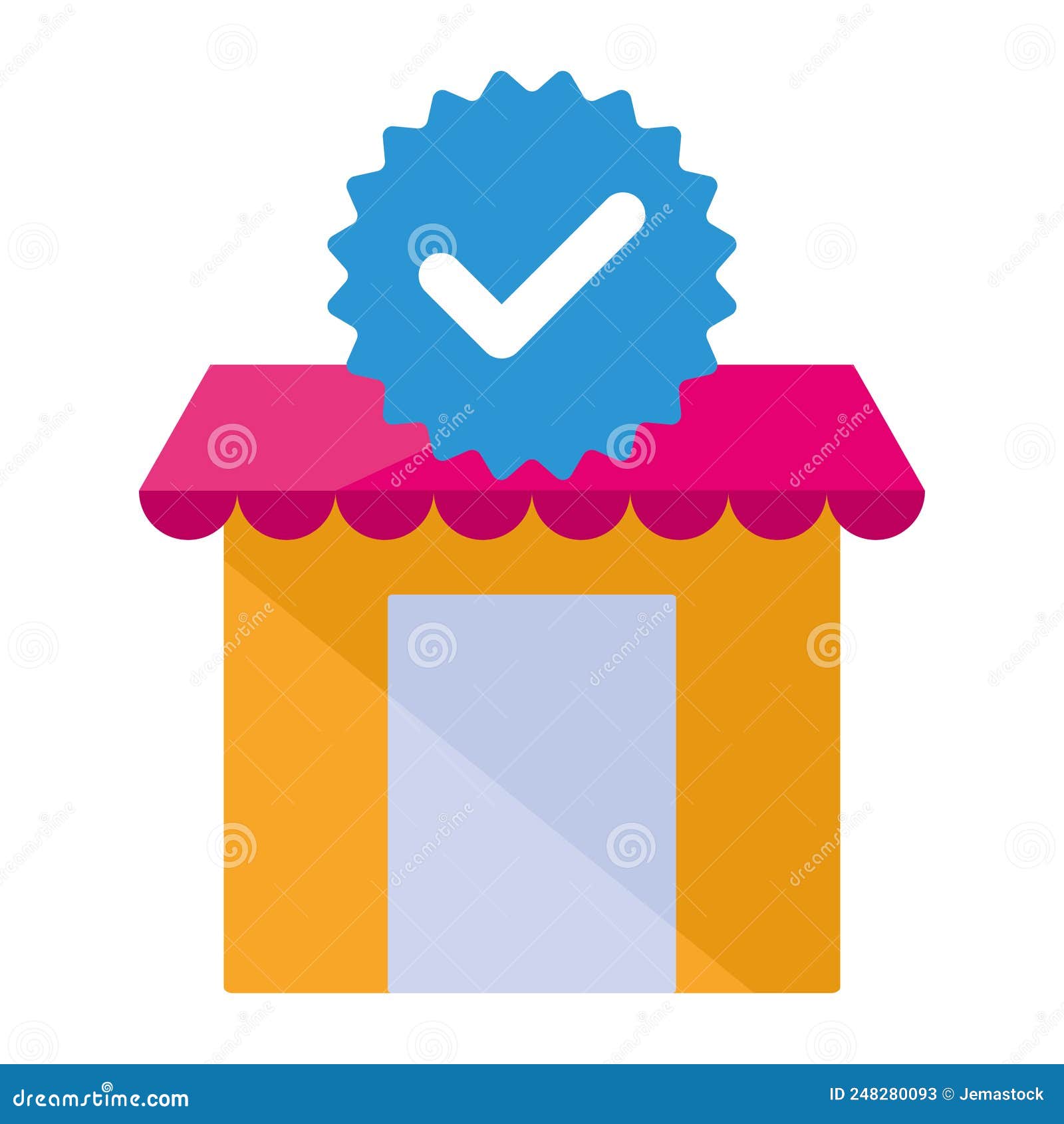 Store Building and Check Symbol Stock Vector - Illustration of ...