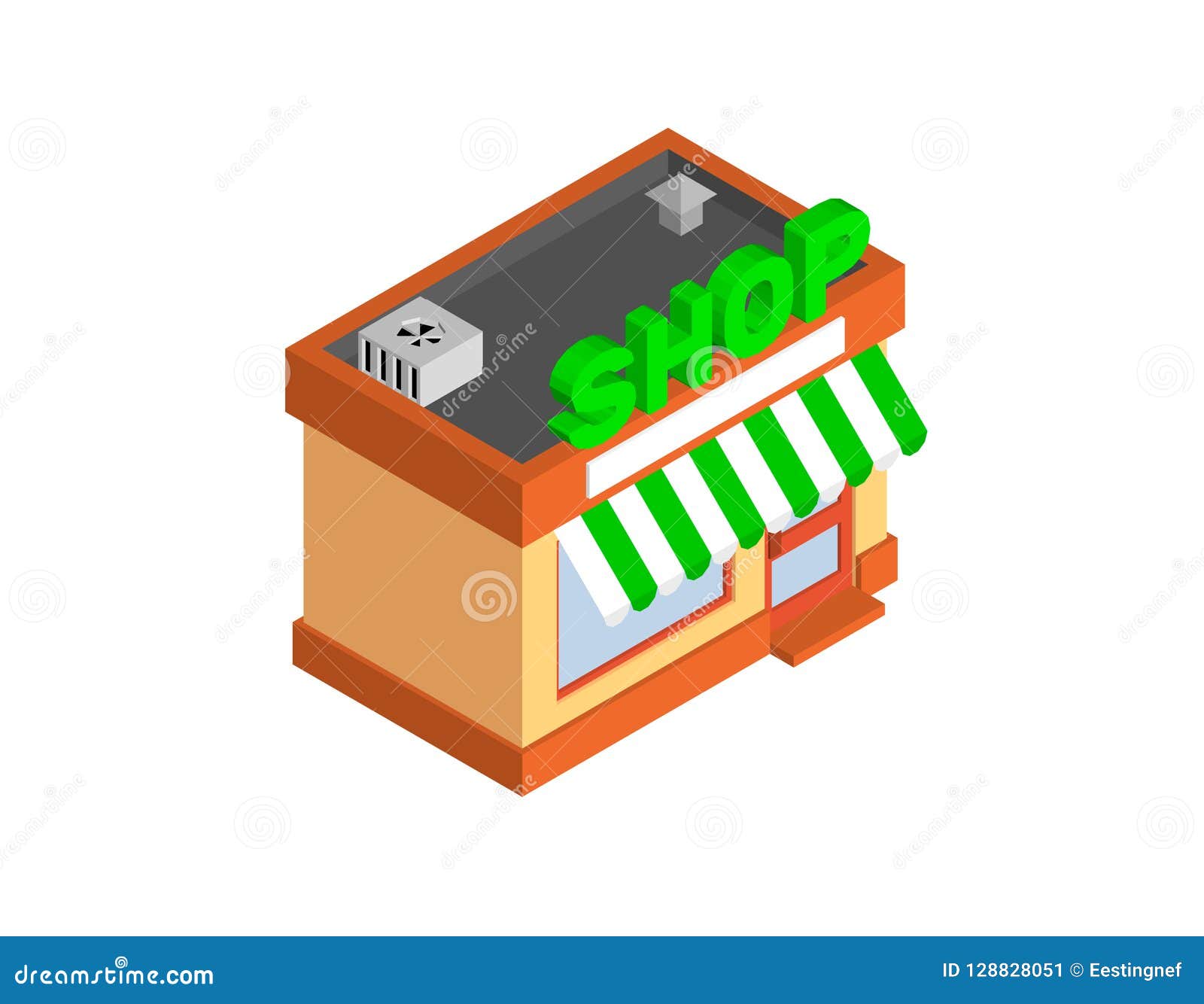 Store Building. Isolated on White Background. 3d Vector Illustration ...